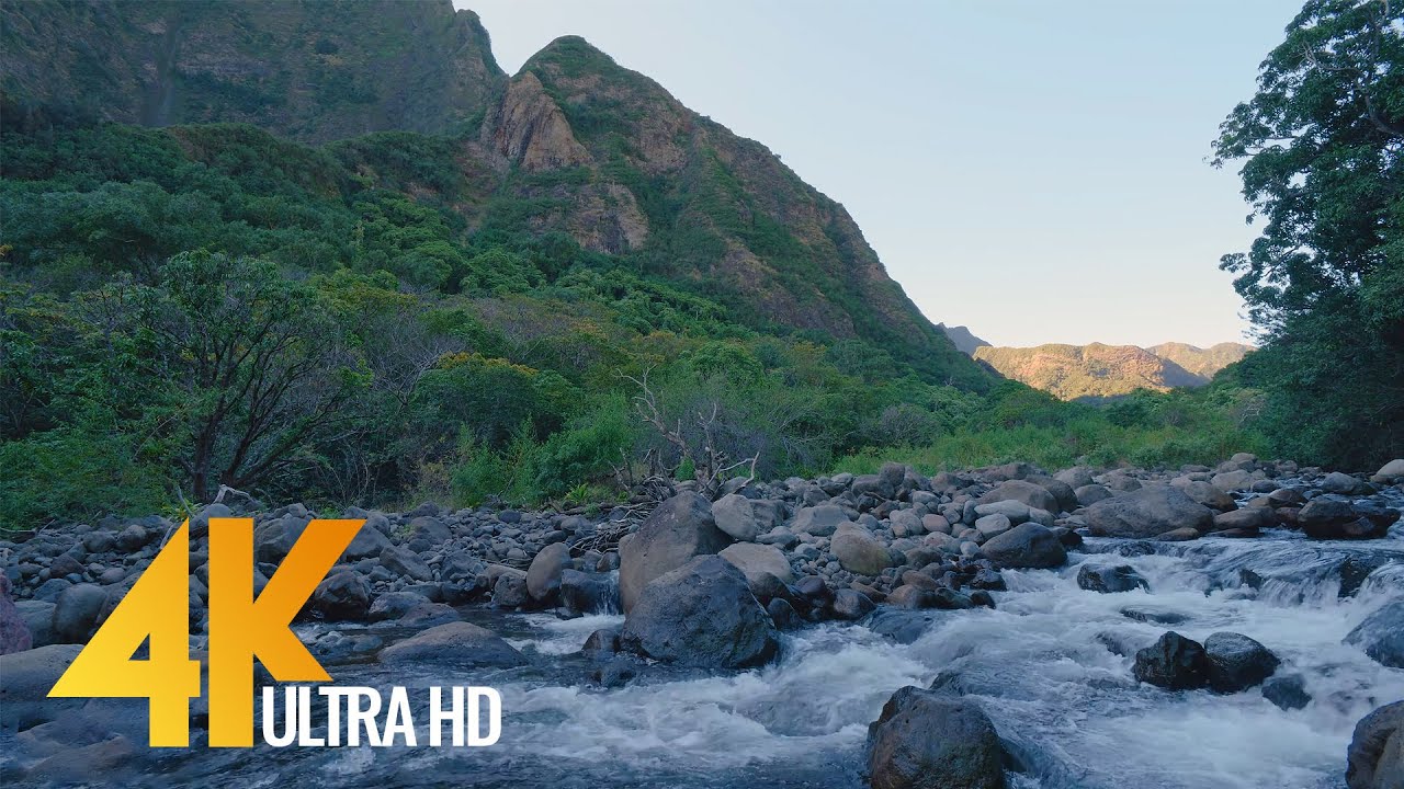 3 Hours Hawaiian Mountain Stream - 4K Relaxing Nature Video - Iao ...