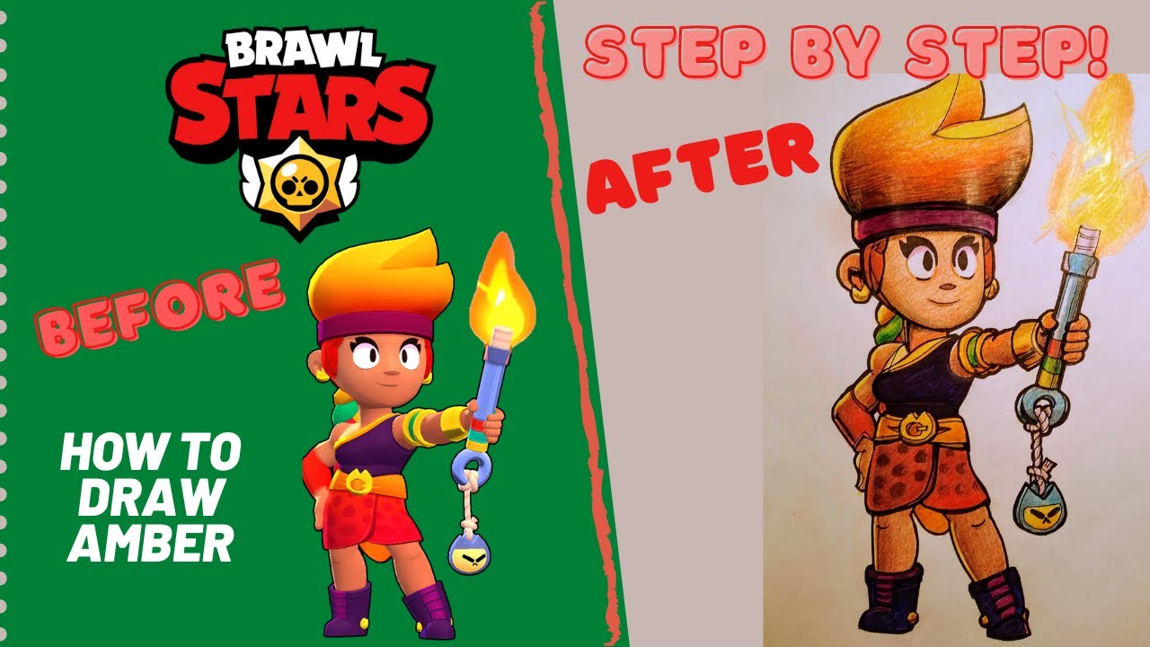 How to draw Amber Brawl Stars|Step by step|Brawlers - YouTube