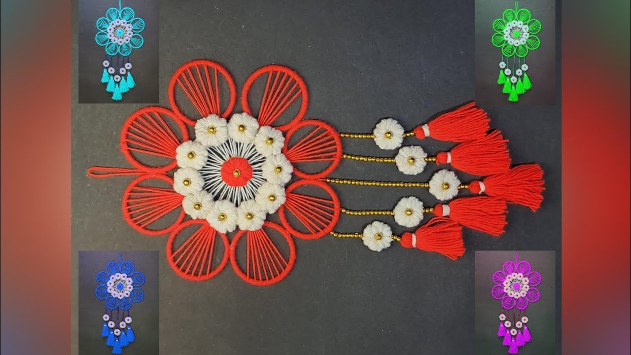 🔥 Easy woolen wall hanging craft ideas/Home made/ Woolen wall toran ...