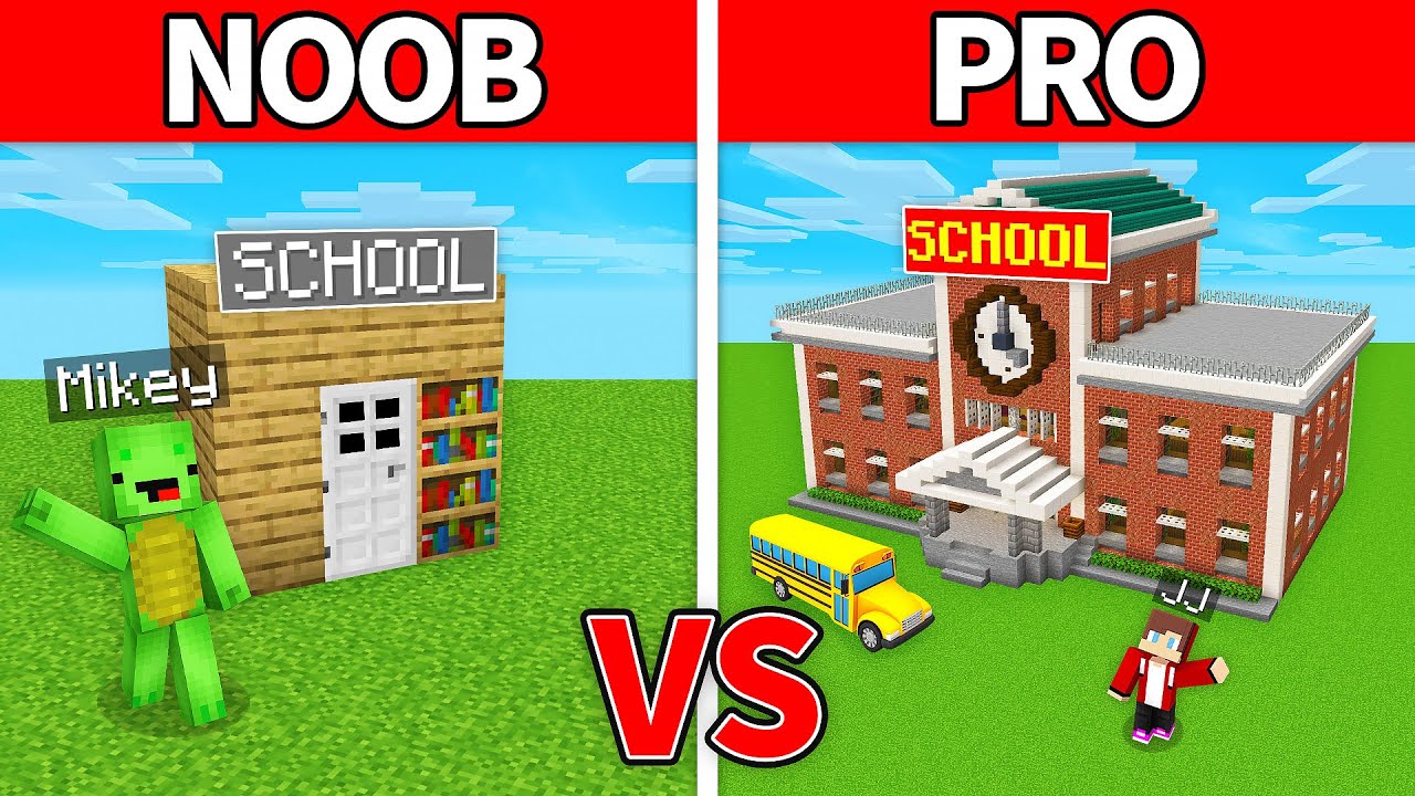 Mikey & JJ - NOOB vs PRO : School Build Challenge in Minecraft (Maizen) - YouTube