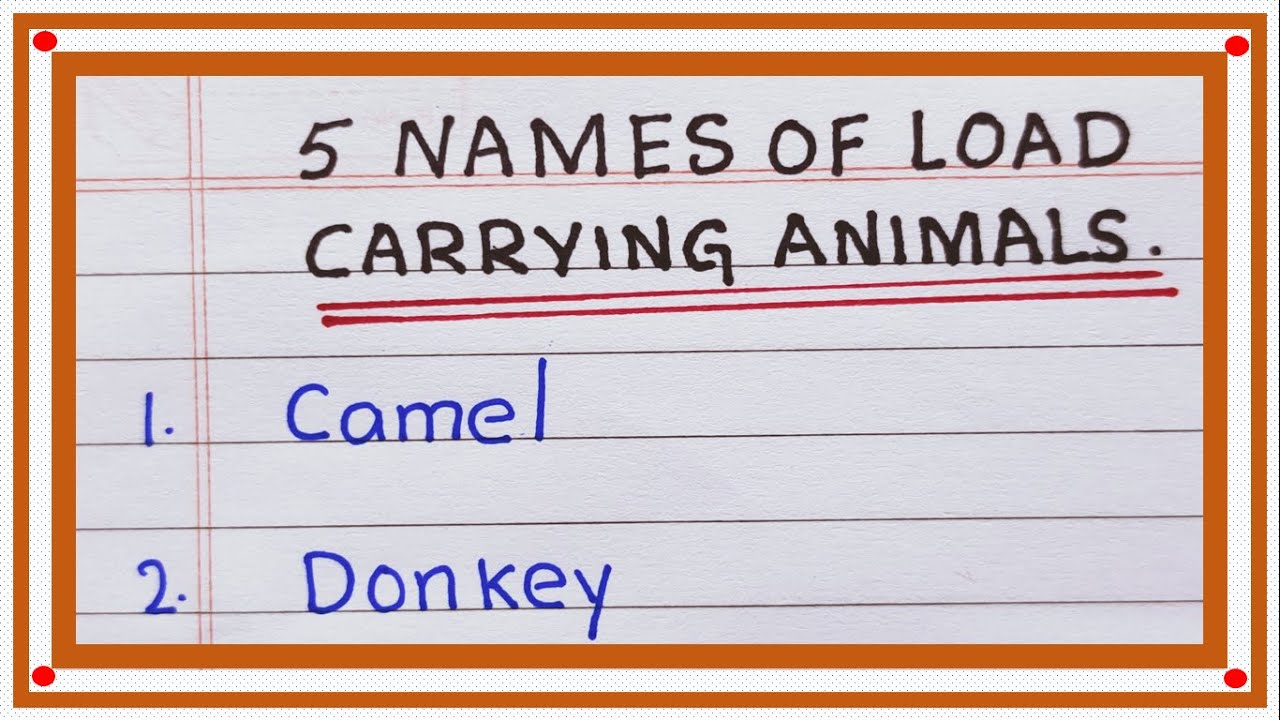 Names of Load Carrying Animals | in English | 5 Names of Load carrying ...