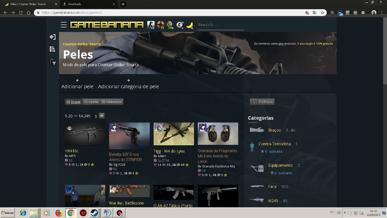Como Colocar Skins Na STEAM Counter Strike Source 2019 - YouTube