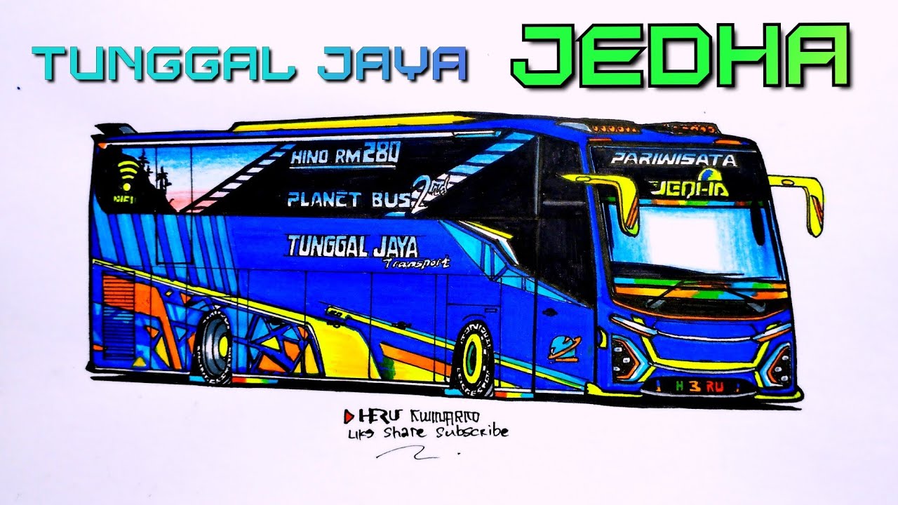 TUNGGAL JAYA JB 5 JEDHA, Cara Menggambar Bus ,#herukwinarko - YouTube
