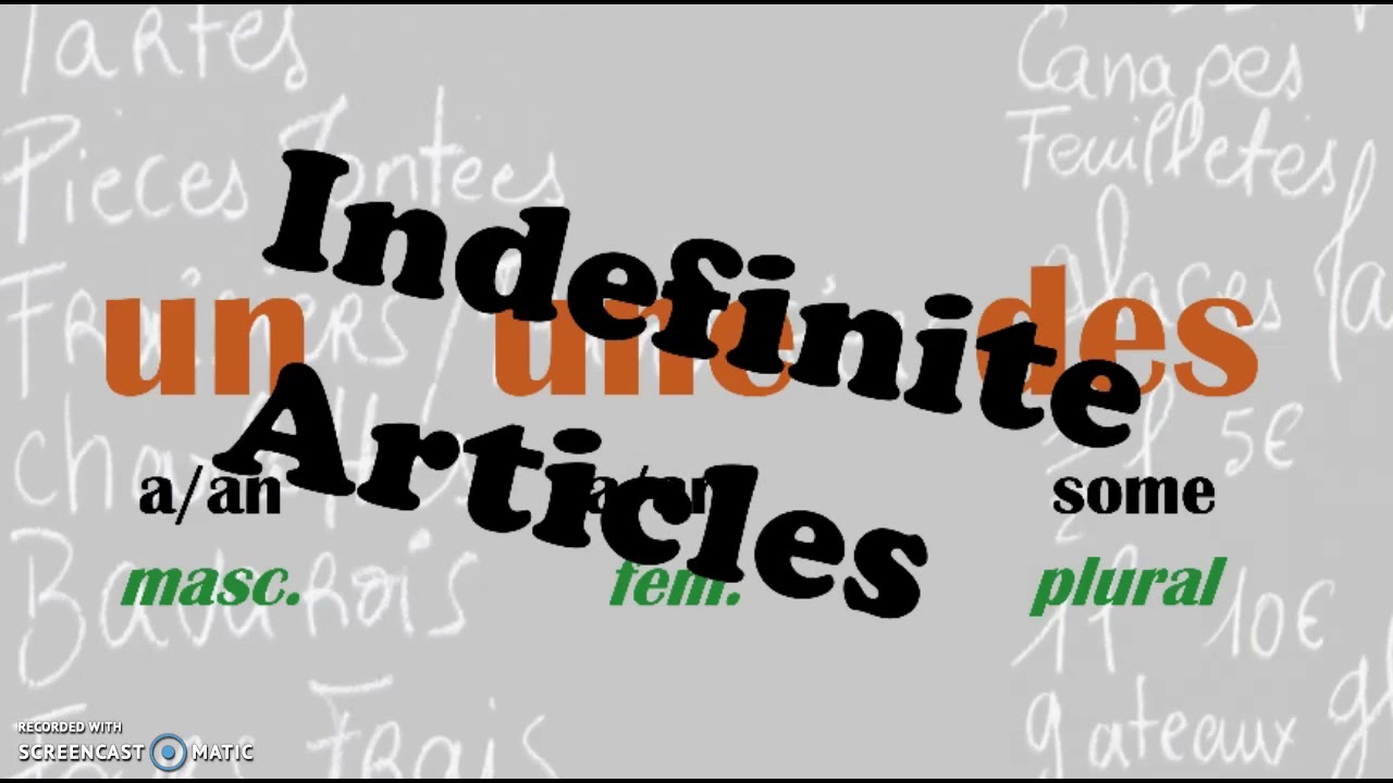 SONG French "Indefinite Articles: Un, Une & Des" set to "Young, Dumb ...