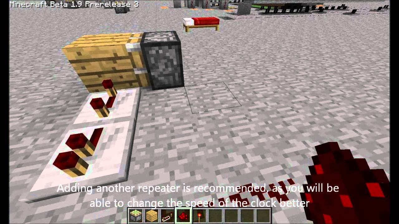 Minecraft Tutorial - How to make a piston clock (with adjustable timing ...