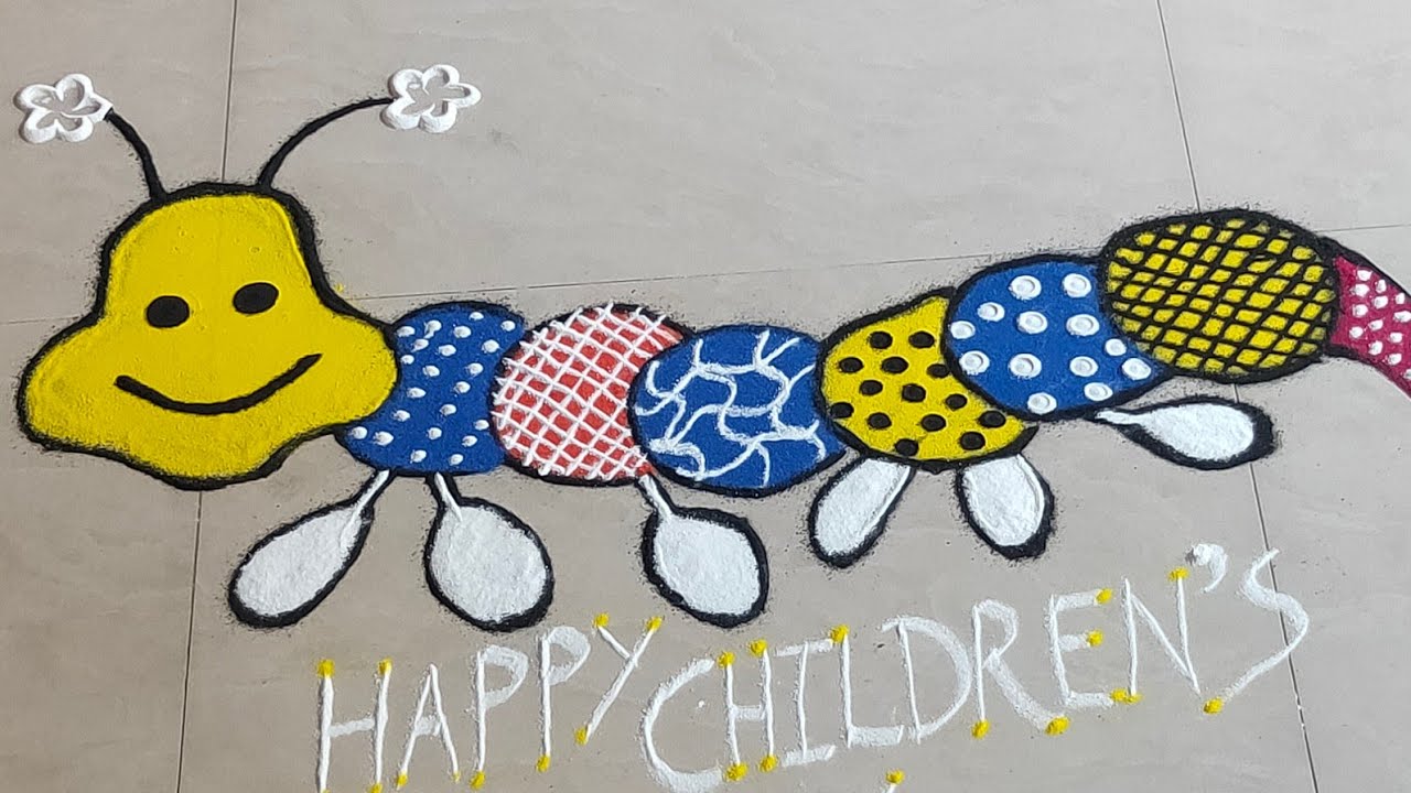 Happy children's day Rangoli|bal diwas Rangoli|children's day rangoli ...
