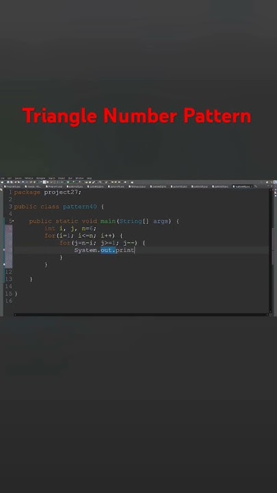 Triangle Number Pattern In Java Programmingshorts Youtubeshorts Viralvideo