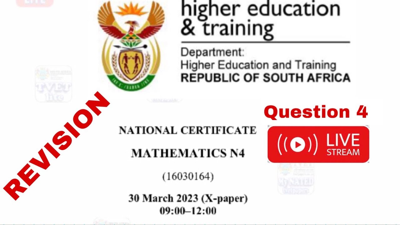 Mathematics N4 March 2023 question paper (livestream) | Question4 - YouTube