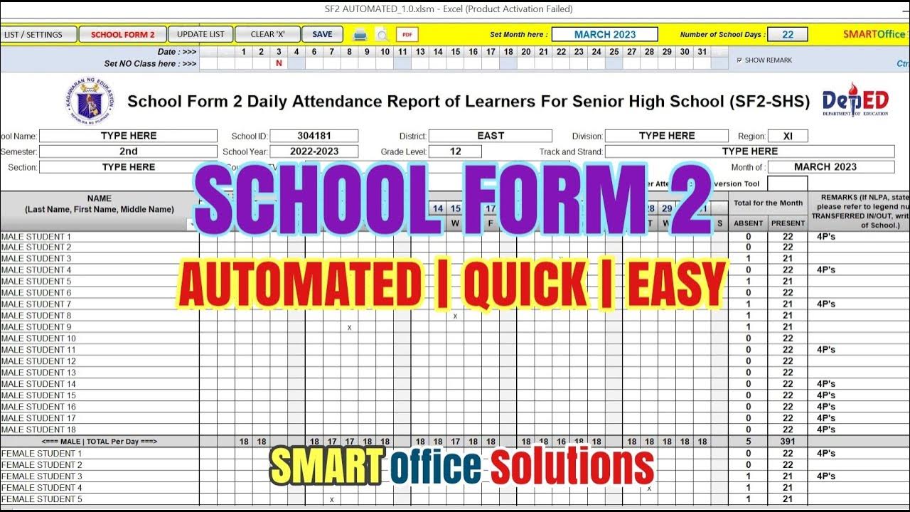 SCHOOL FORM 2 AUTOMATED SY 2022-2023 - YouTube