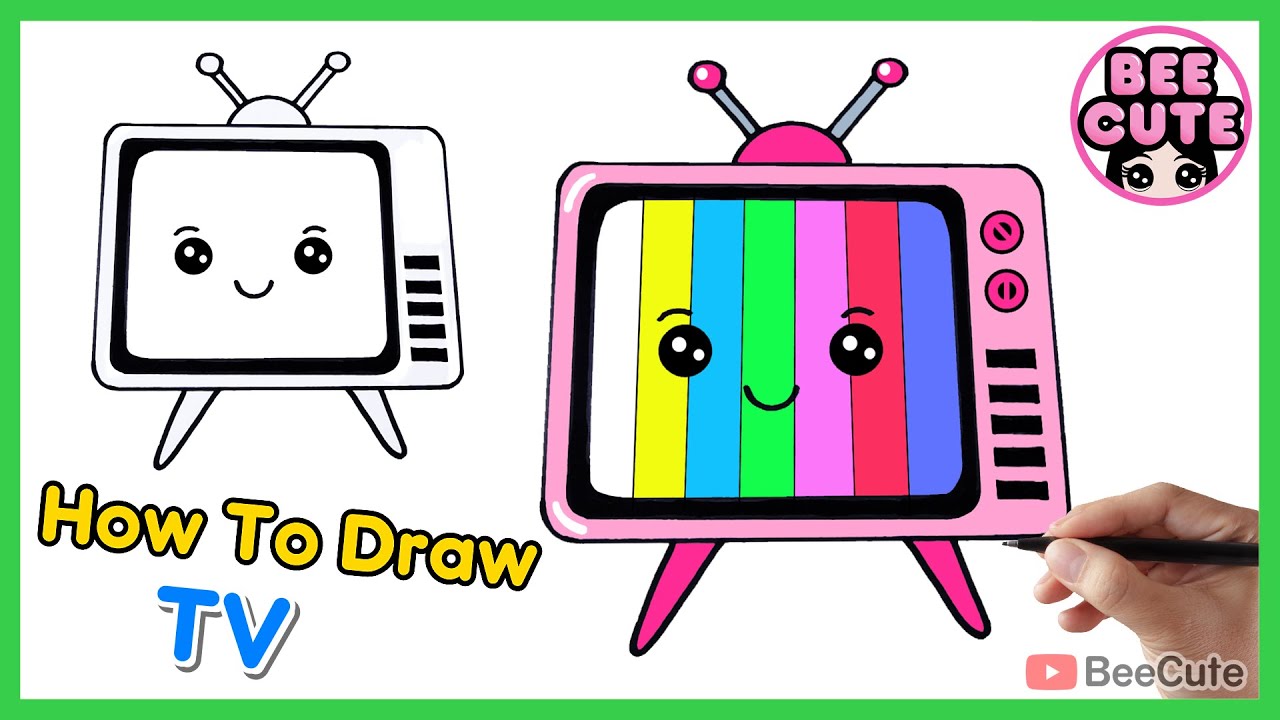 How To Draw A TV | Draw and coloring cute Television | Bee Cute - YouTube