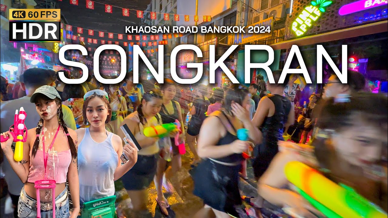 🇹🇭 4K HDR | 2024 Bangkok Songkran festival at Khaosan road | 13 April - YouTube