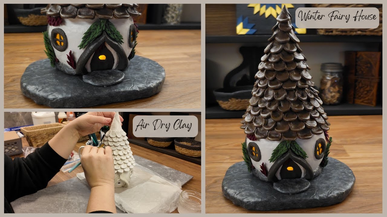 DIY Clay Fairy House - Air Dry Clay Tutorial - Miniature Clay House ...