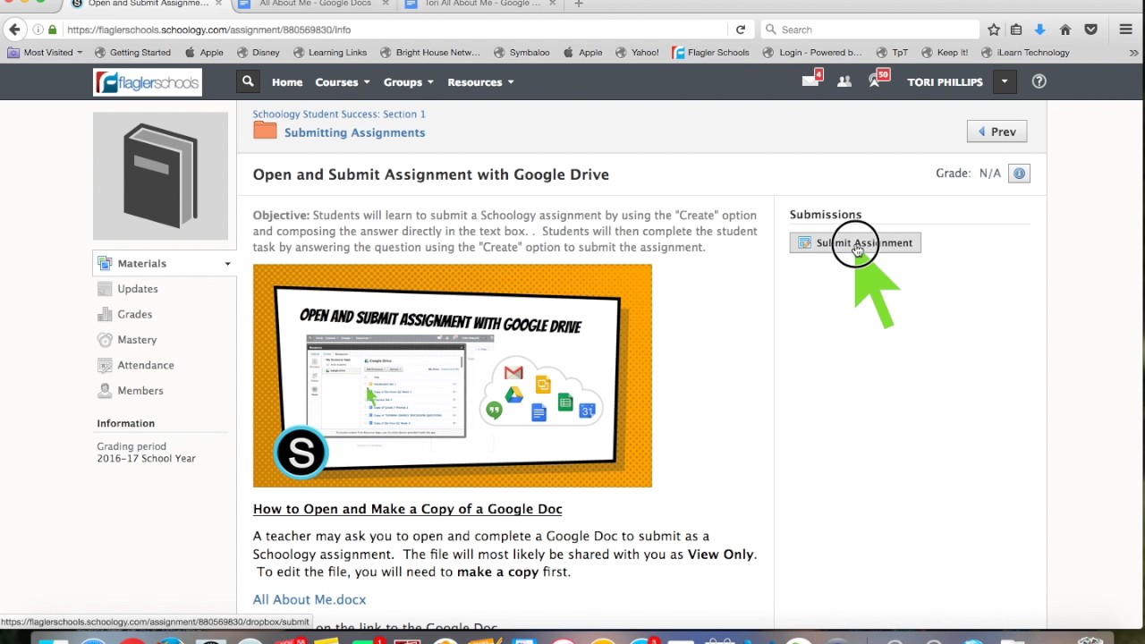 Submit and Assignment from Google Drive to Schoology - YouTube