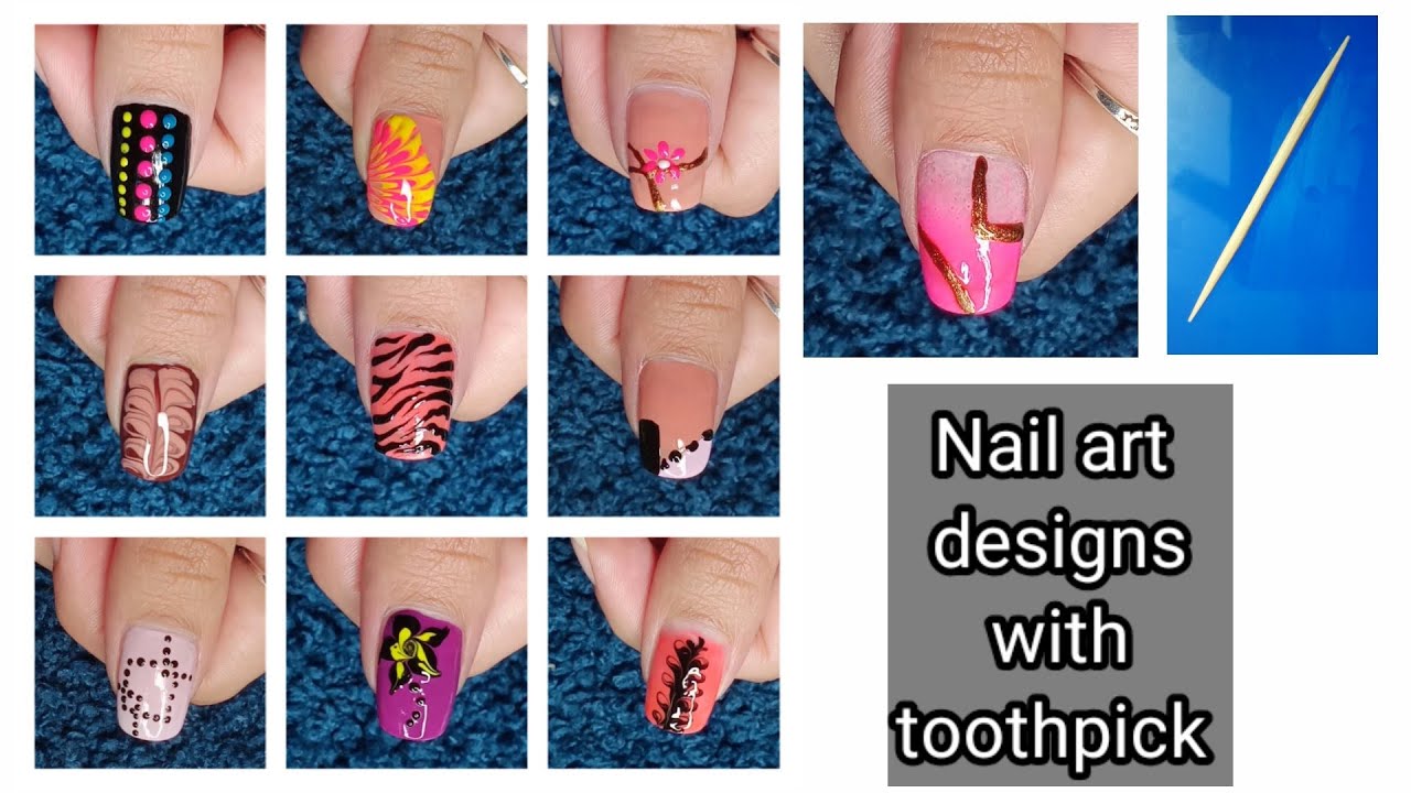 Nail art design with toothpick | Nail art compilation | DKD ART ️ - YouTube