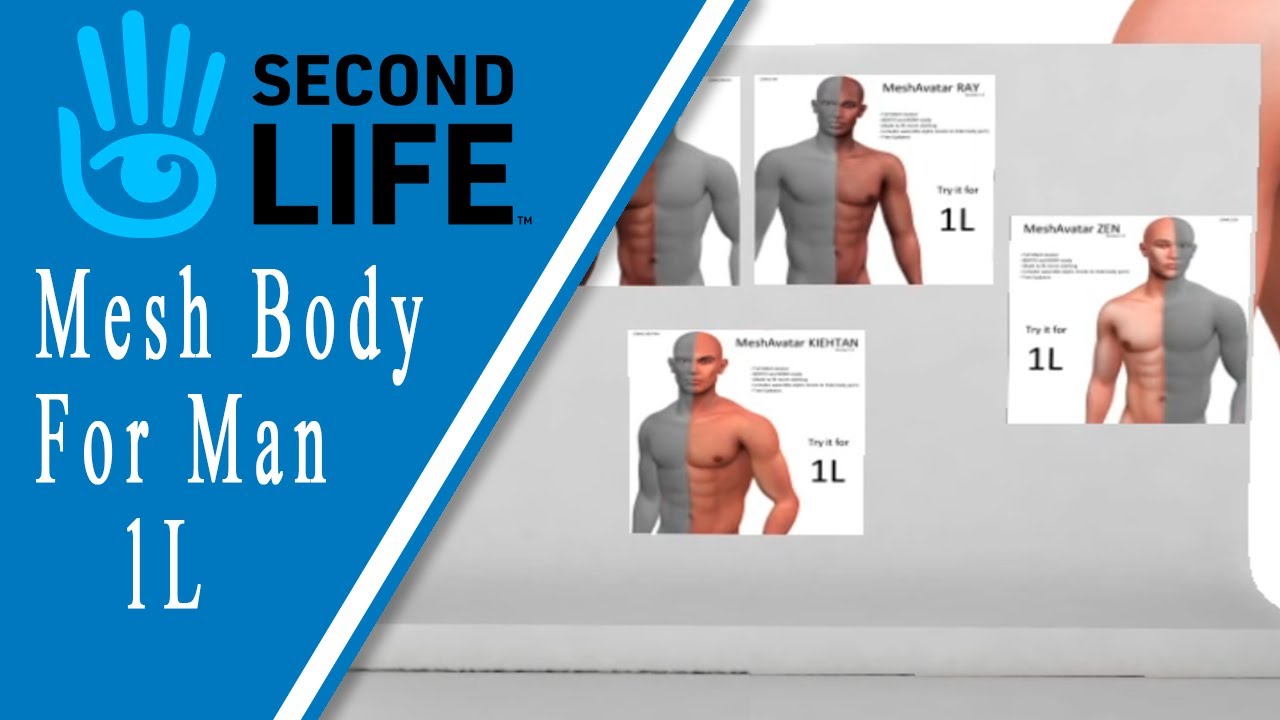 Second Life Mesh Body for man 1L - YouTube