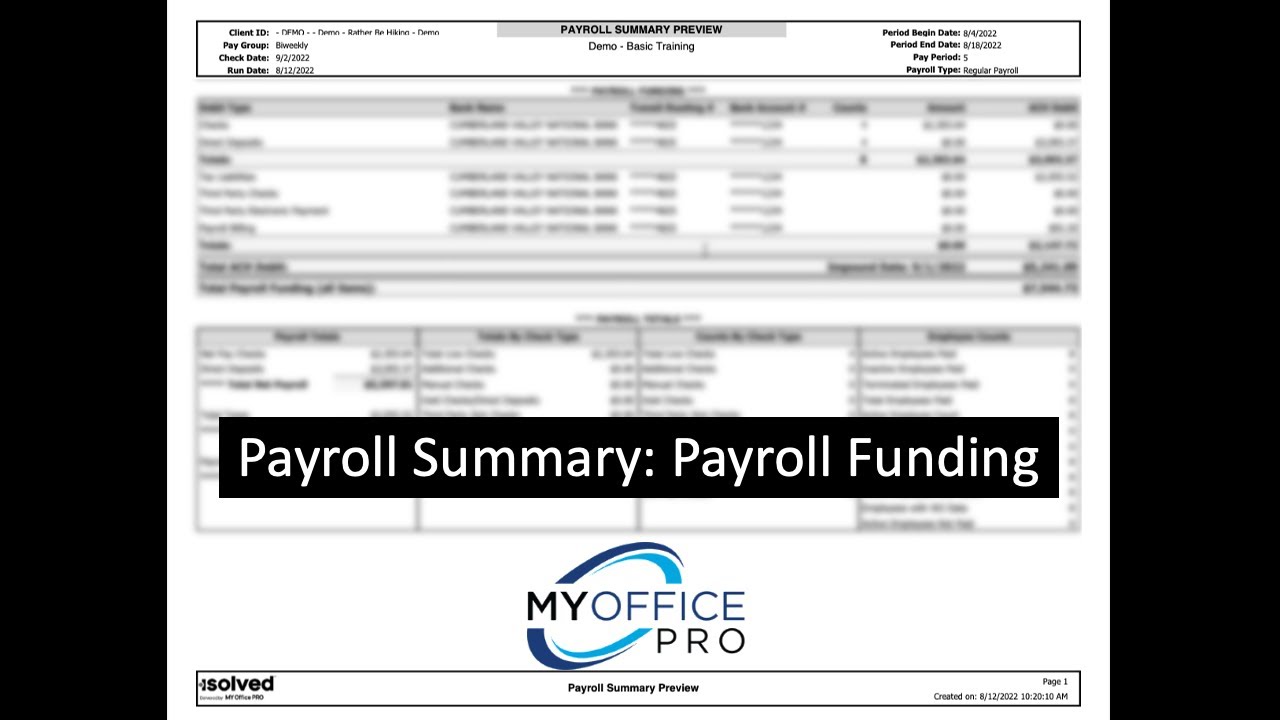 Payroll Summary: Payroll Funding - YouTube