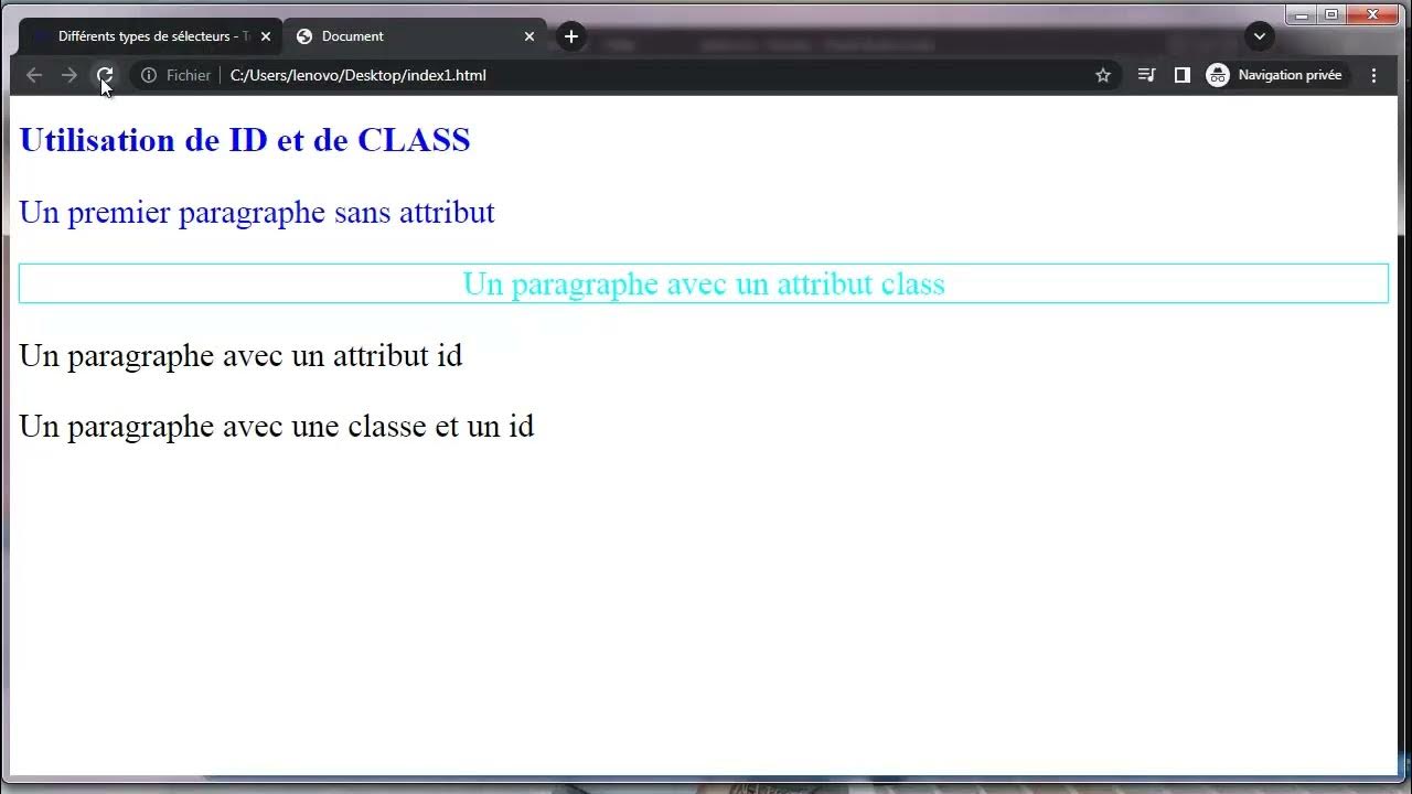 Formation CSS : 04- types de sélecteurs ( id et class ) - YouTube