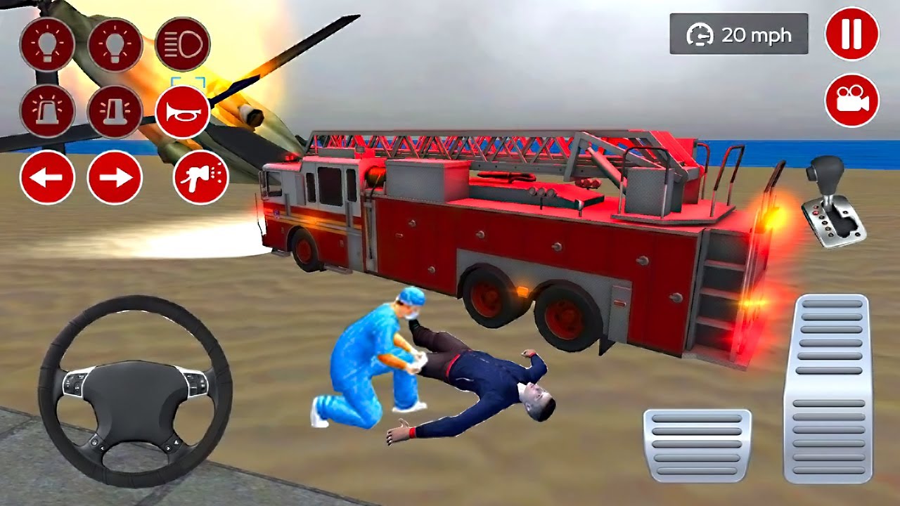 Plane Rescue Firefighter Games #2 - Real Fire Truck Driving Simulator ...