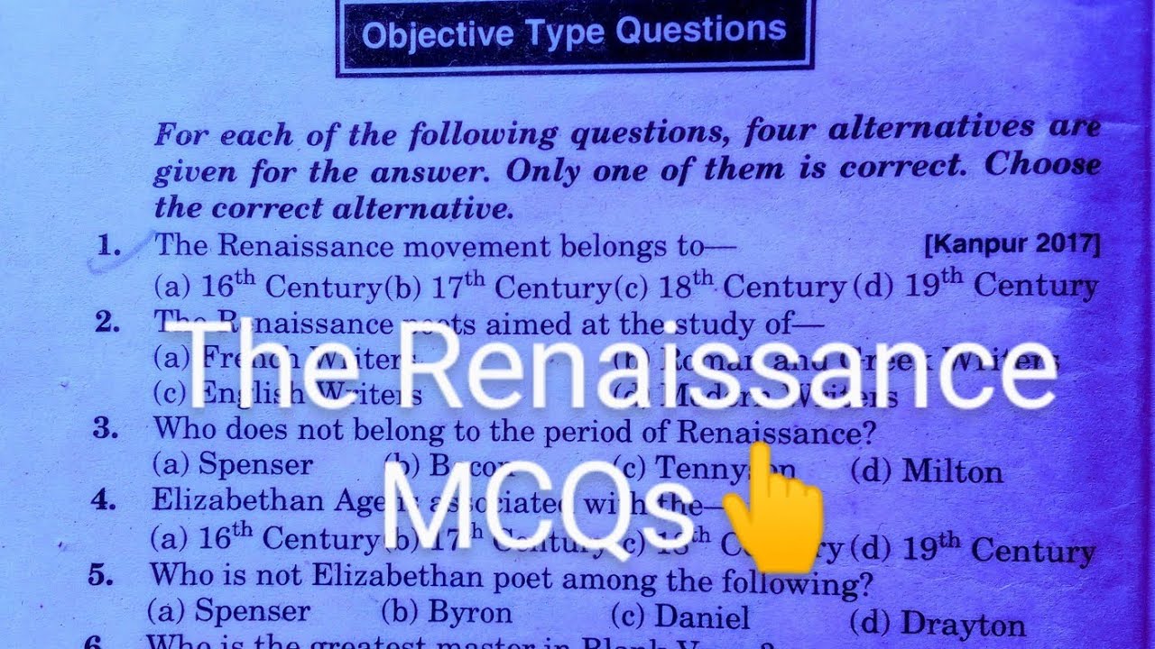 The Renaissance MCQs | The Renaissance Objective Type Questions and ...