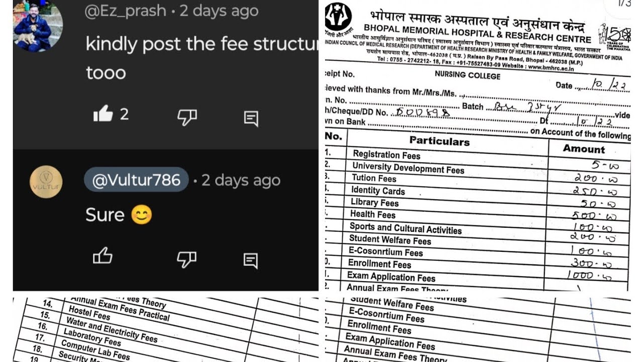 Fee Structure Bhopal Nursing College, BMHRC @Vultur786 #college # ...