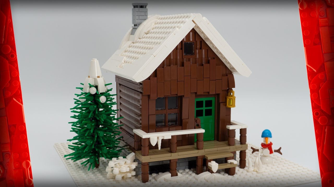 LEGO Winter Cabin MOC with free building instructions - YouTube