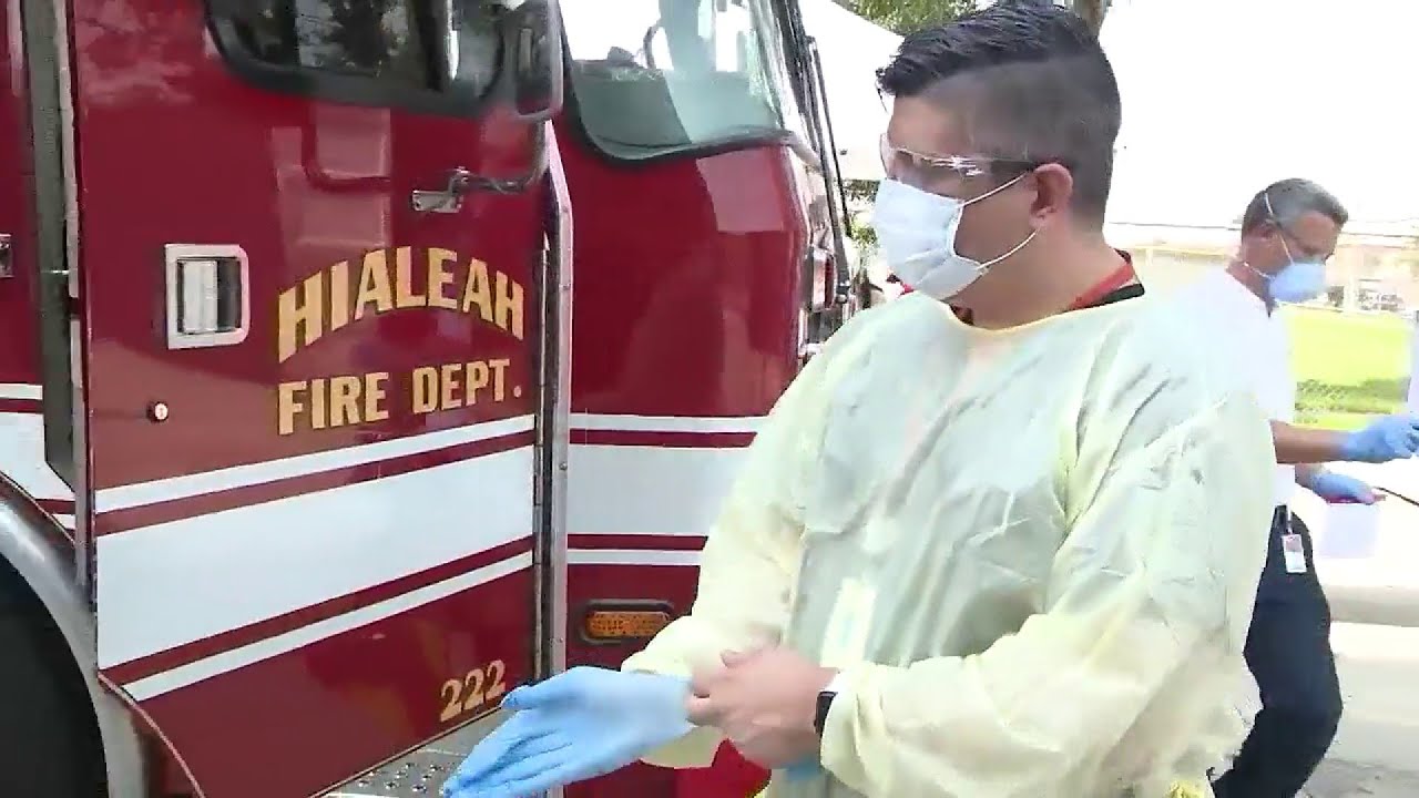 Hialeah Fire Department tests 230 firefighters for COVID-19 - YouTube