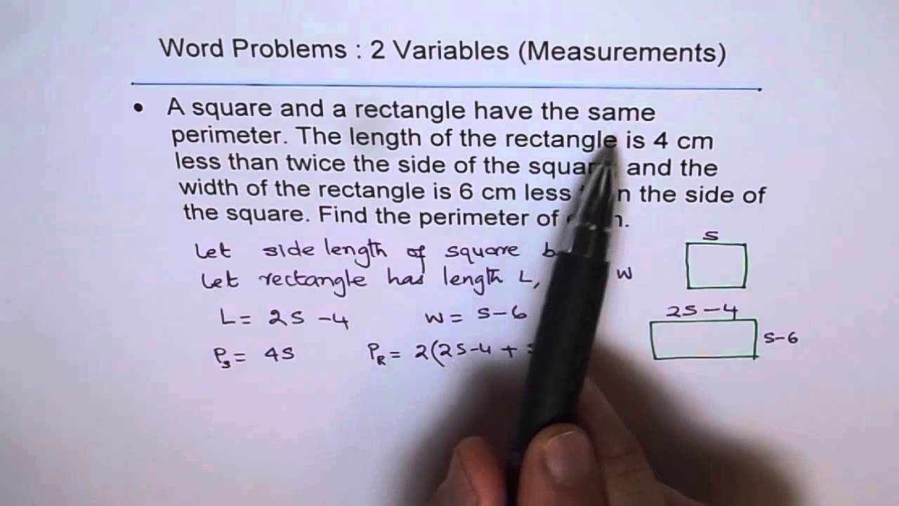 Relating Dimensions of Square and Rectangle Linear System - YouTube