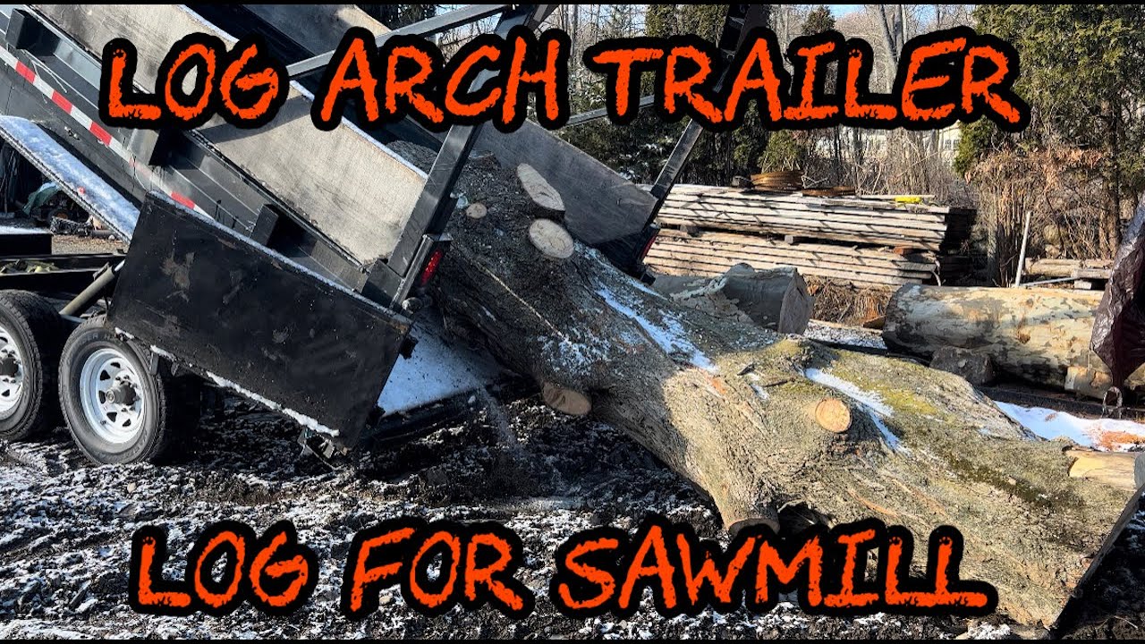 #203 Custom Log Arch Trailer Loading Log for Sawmill - YouTube