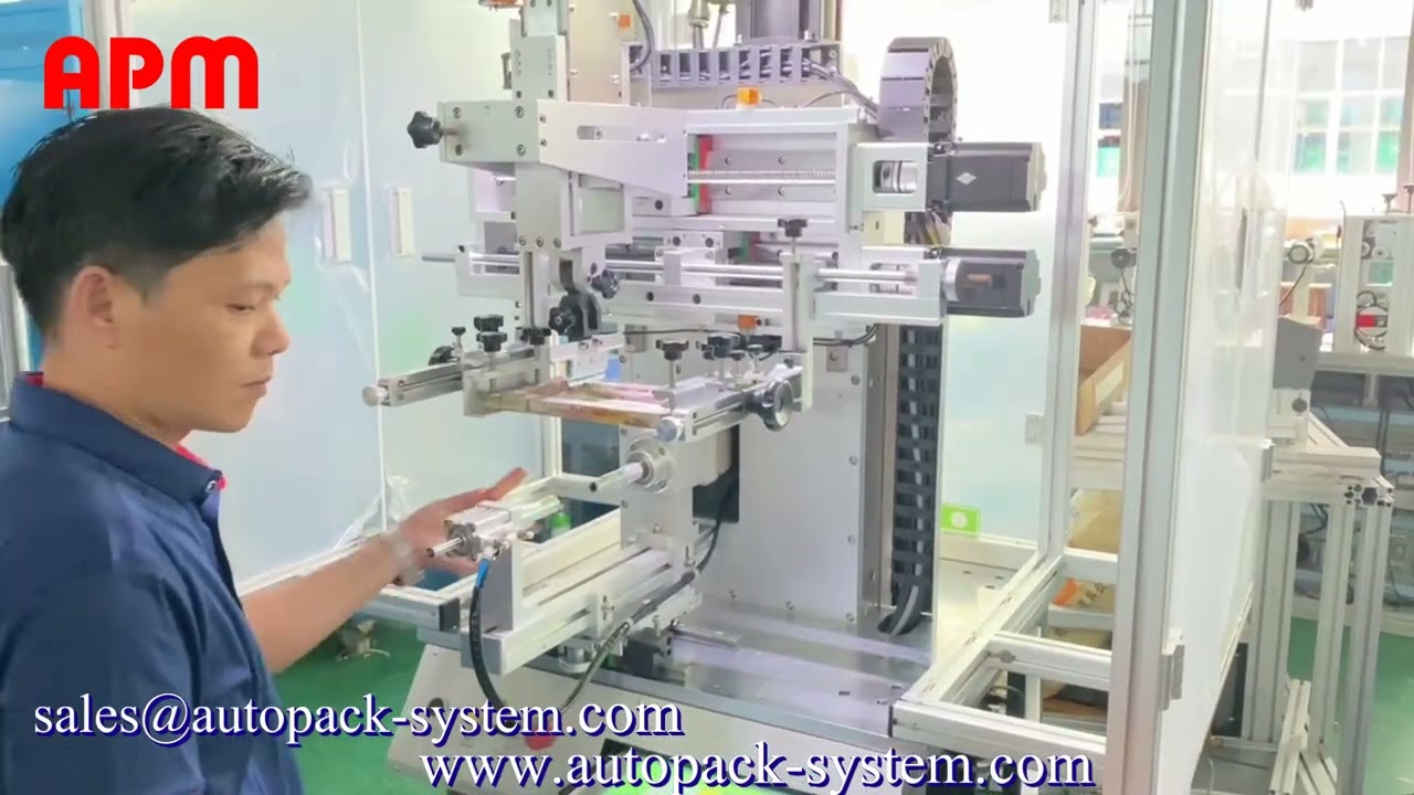 S300M tube semi auto servo screen printer - YouTube