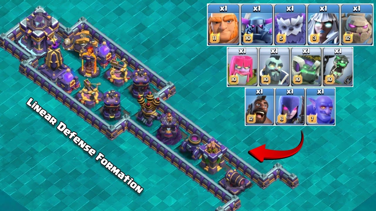 Linear Defense Formation Vs Every Max Troops | Clash of Clans - YouTube