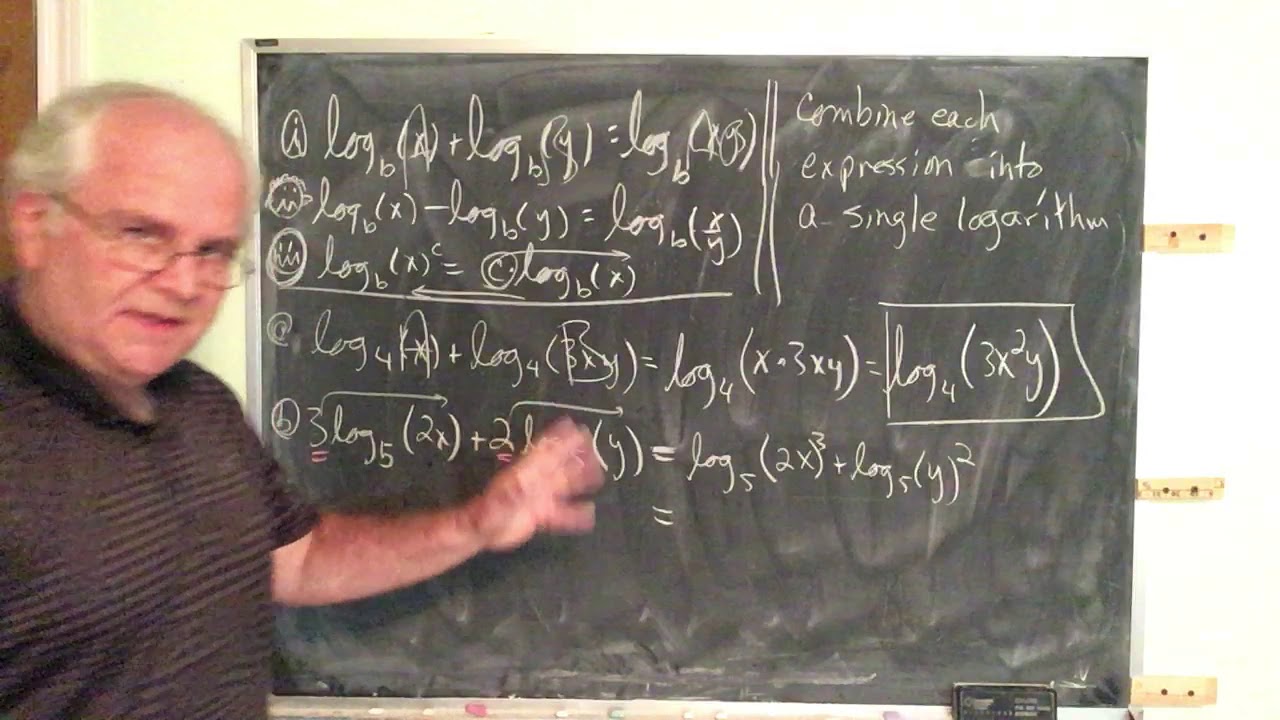 Pre Calc log properties III examples 1 - YouTube