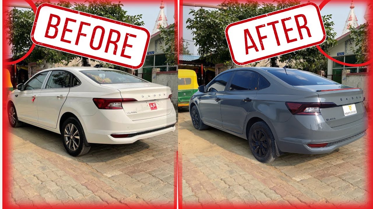 "Transforming a Skoda Slavia: White to Nardo Grey Wrap | Wraps Studio ...