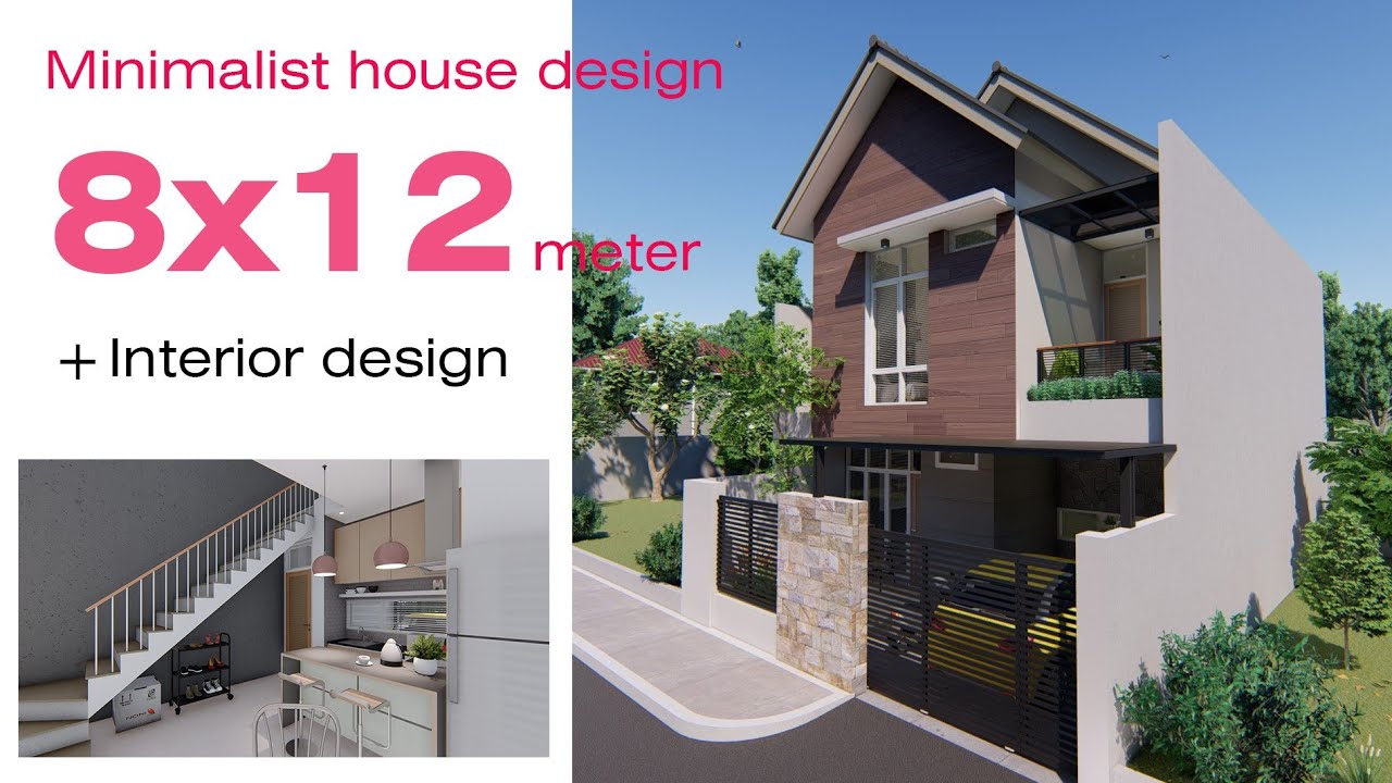 Minimalist house 8 x 12 meters and interior - YouTube