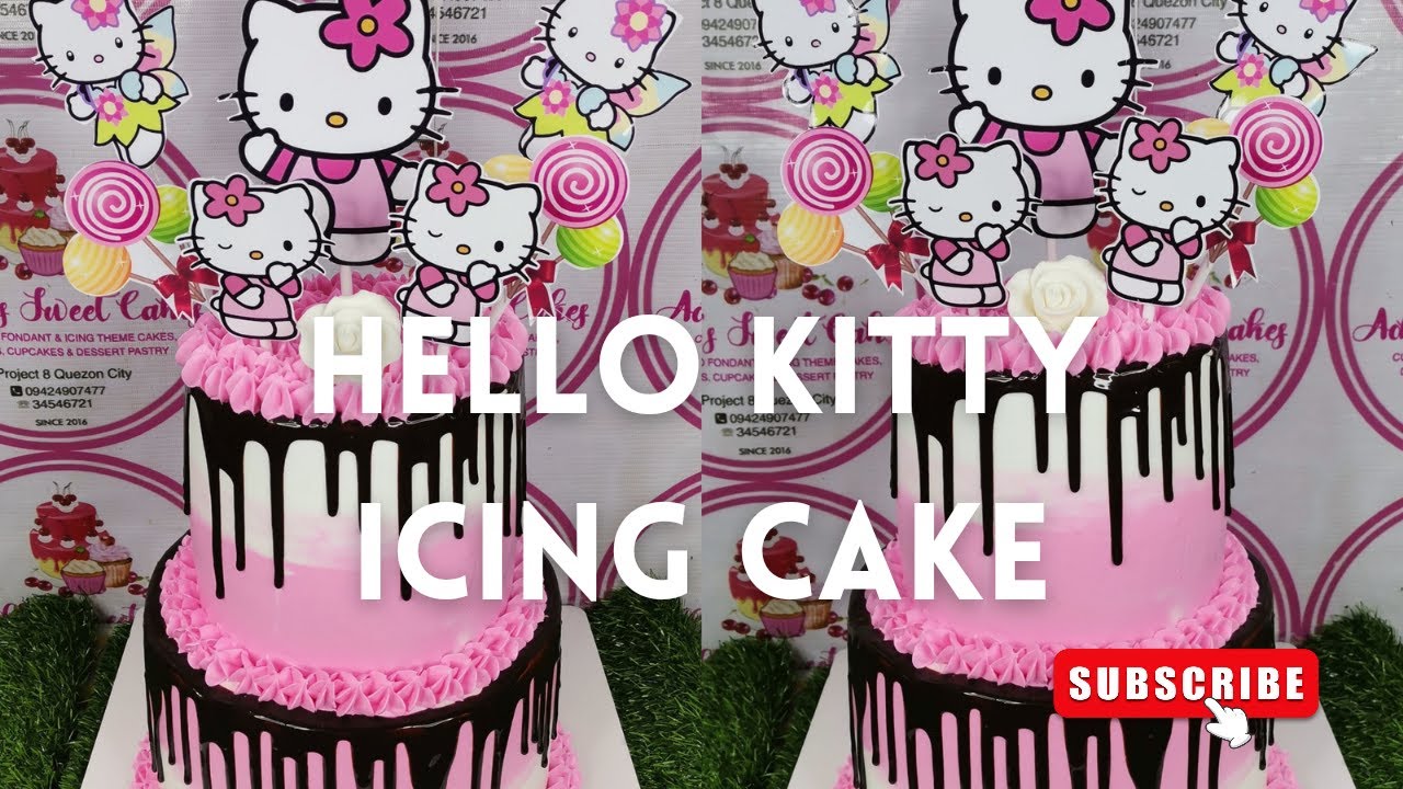 HELLO KITTY ICING CAKE DECORATING - YouTube