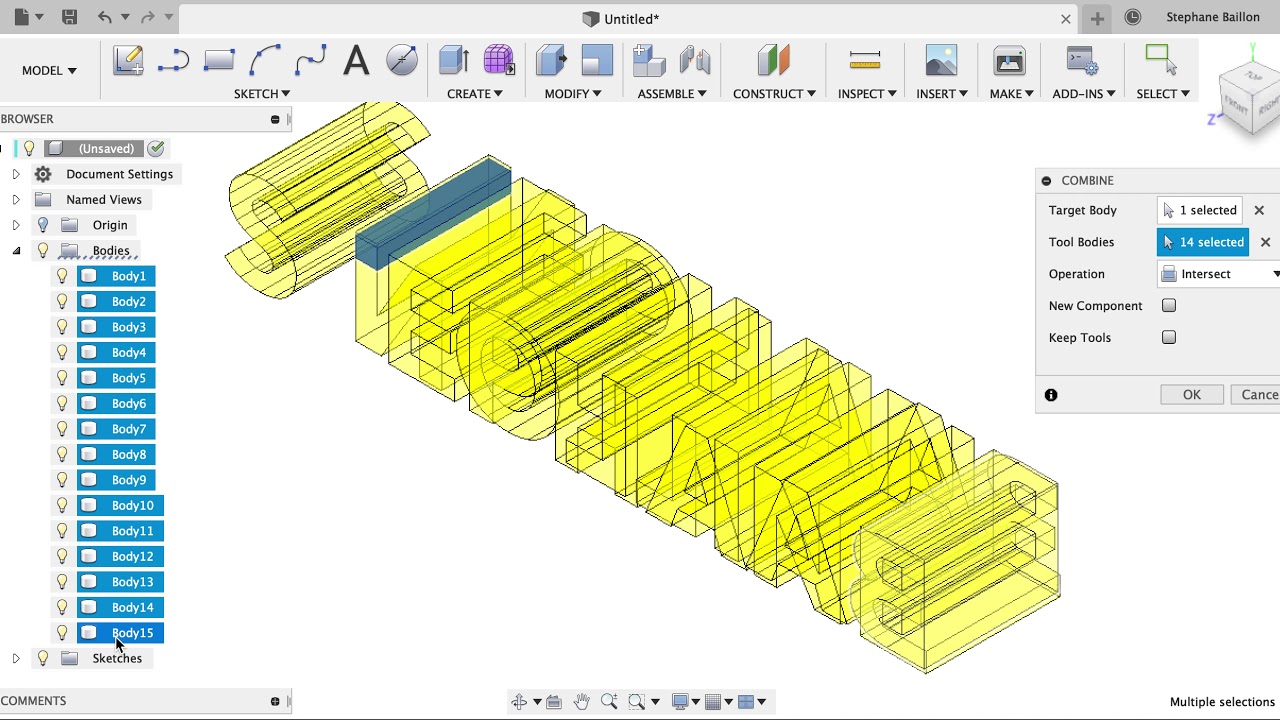 fonction Intersect Fusion 360 - YouTube