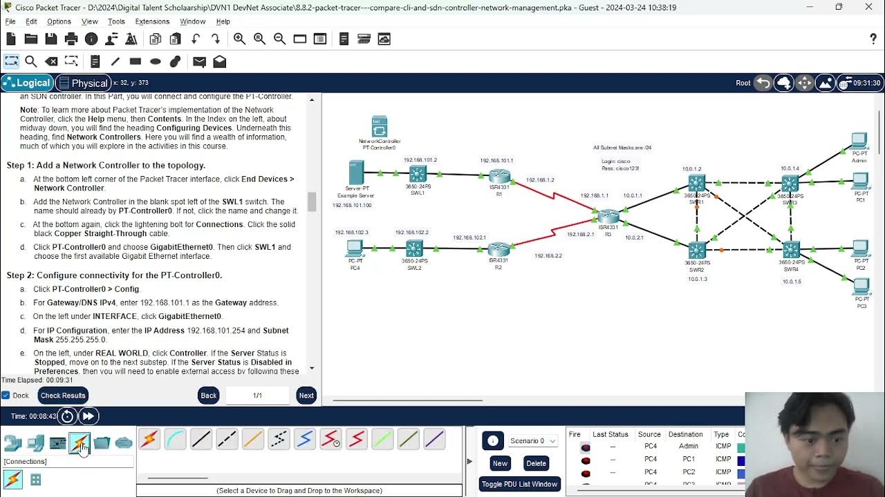 Lab Guide "K. 8.8.2 Packet Tracer - Compare CLI and SDN Controller Network Management" - YouTube