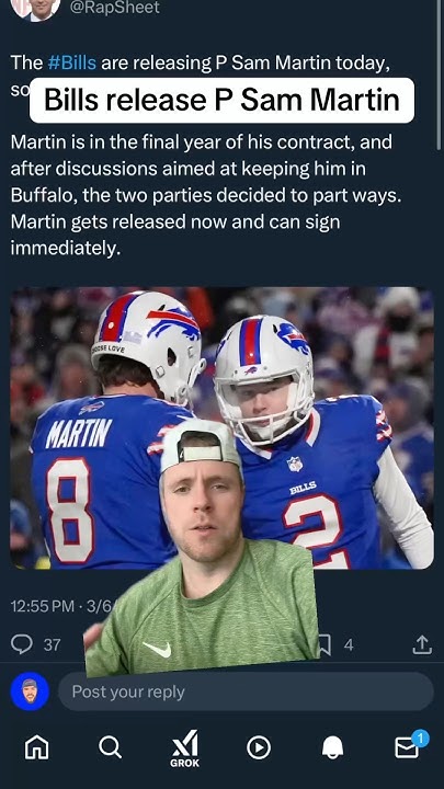 NFL Breaking News: Bills release P Sam Martin #buffalobills #billsmafia #nfl - YouTube