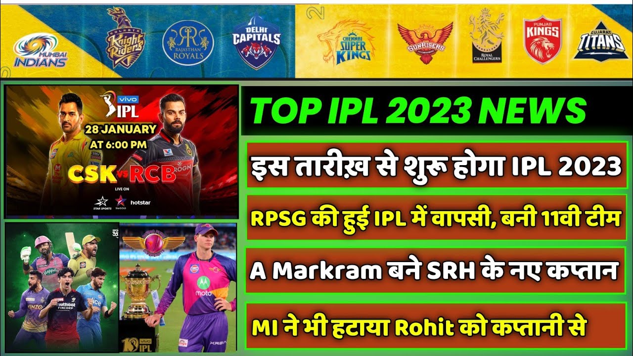 IPL 2023 - 10 Big News for IPL on 29 Dec (RPSG in IPL, SRH New Captain ...