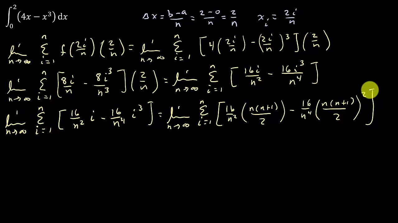 Evaluating Definite Integrals Using The Definition Of The Integral