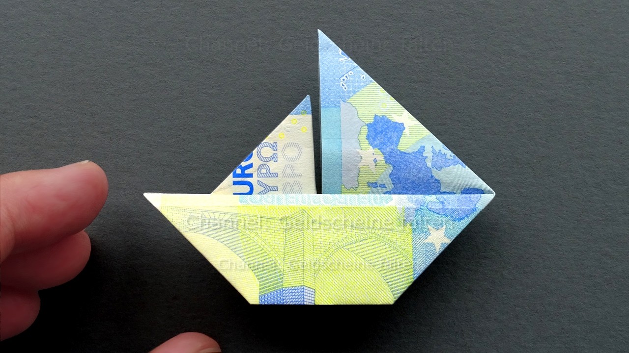 Geldscheine falten Schiff - Einfaches Segelschiff aus Geld falten als ...