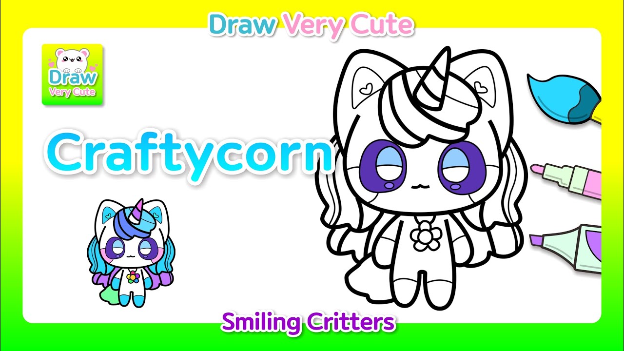 how to draw CraftyCorn Smiling Critters drawing and coloring cute anime ...