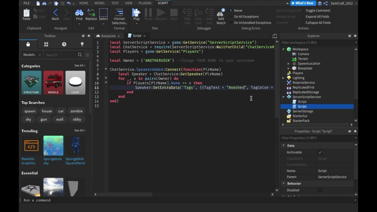 Roblox Studio Chat Tags Tutorial - YouTube