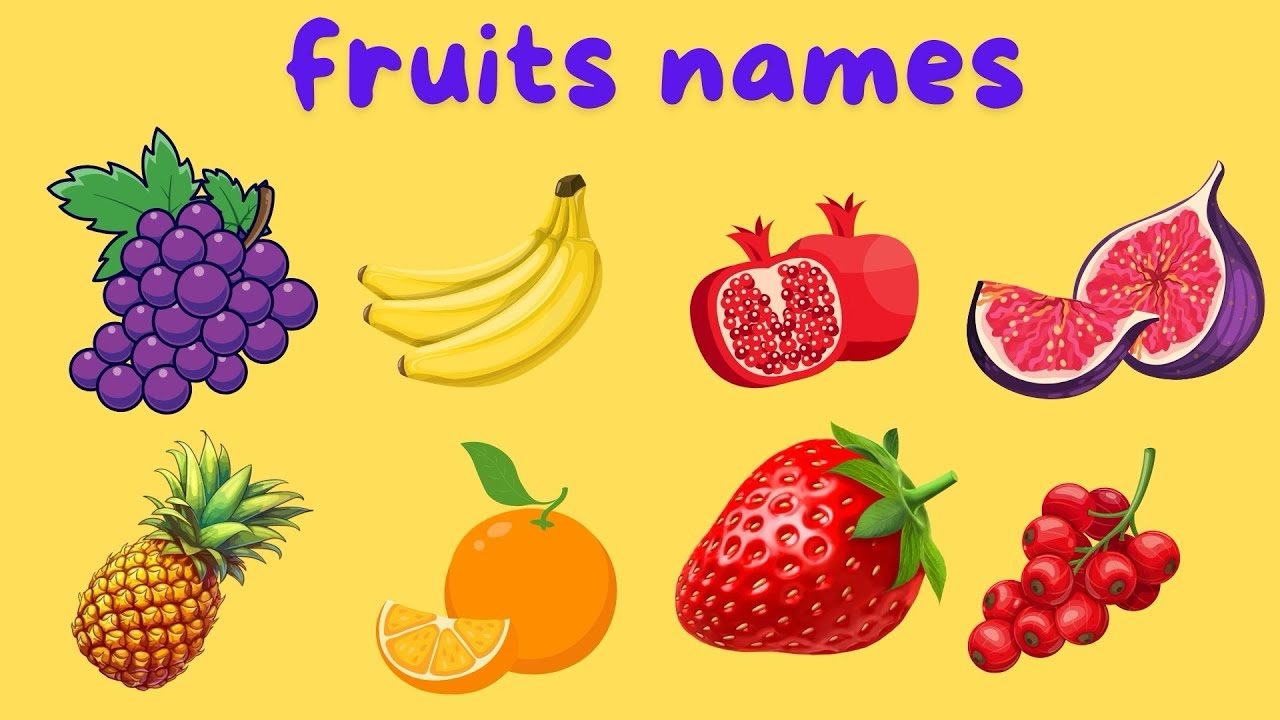 Learn 25 FRUITS names for kids. - YouTube