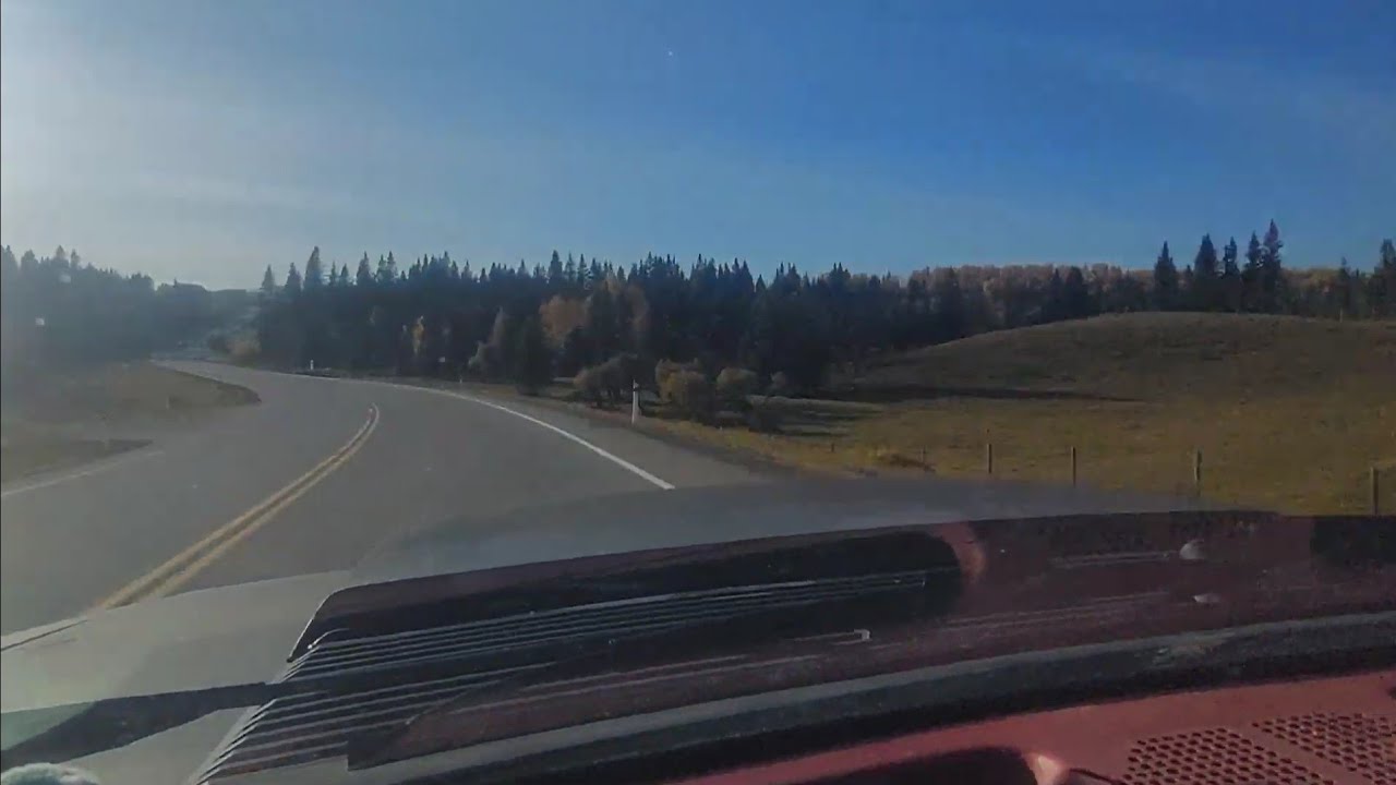 Driving back roads and side highways from Calgary to Sundre in a ...