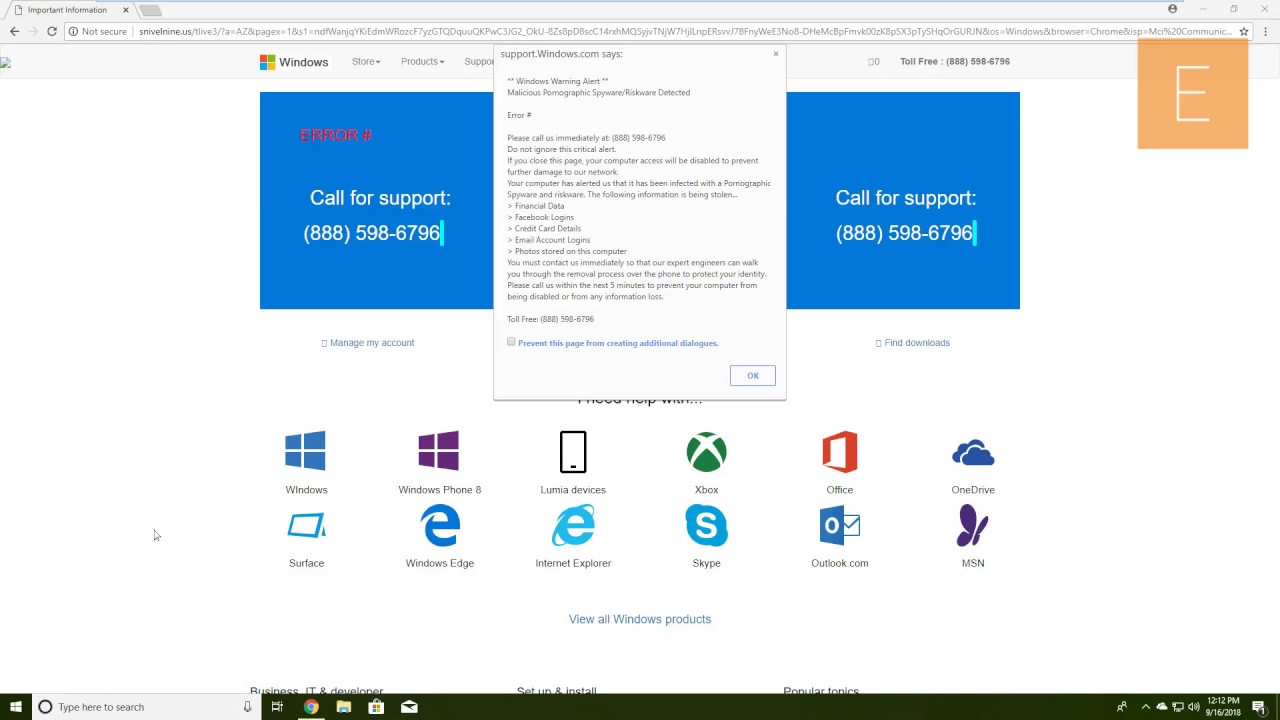 Tech Support Scammer Has A Fake Microsoft Website! - YouTube