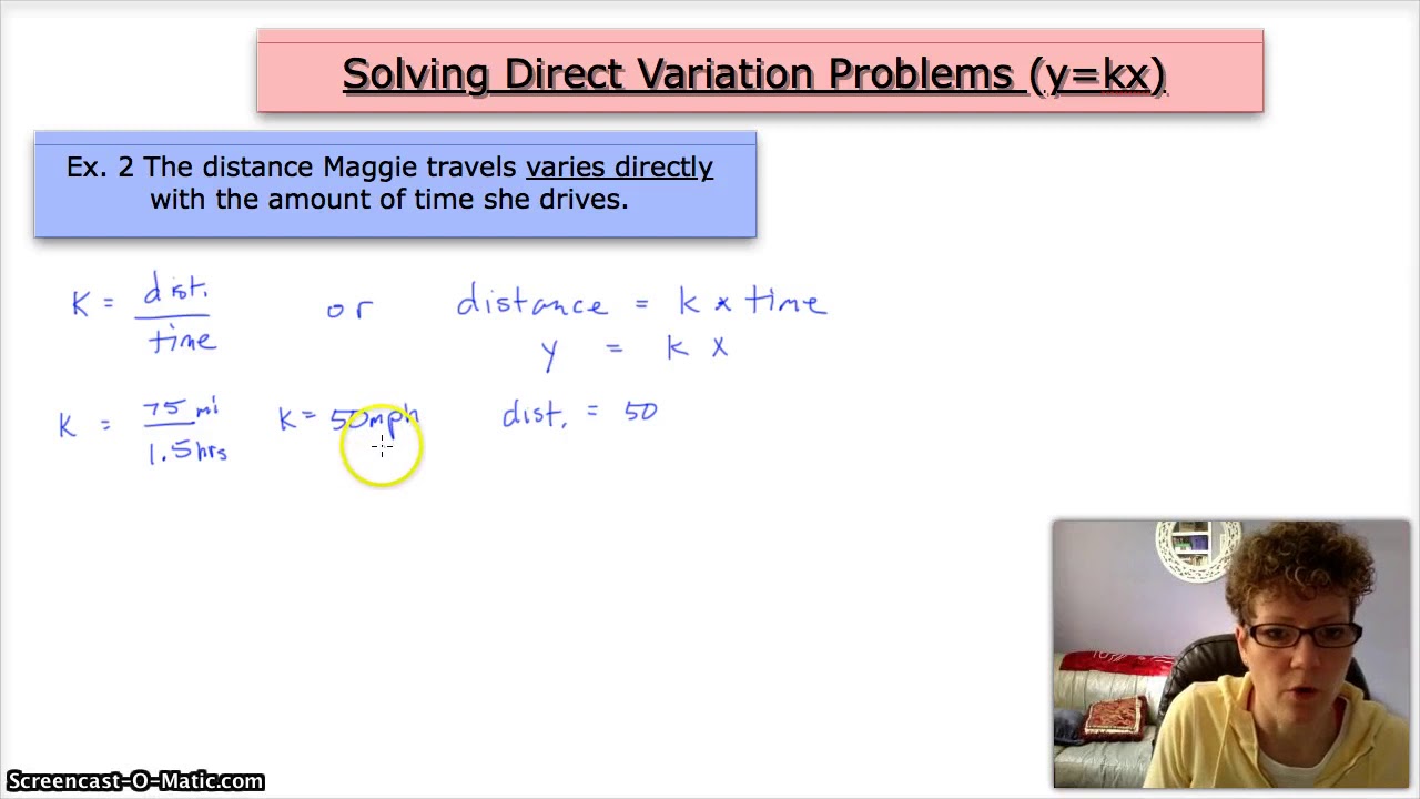 Solving Direct Variation Problems PreAlg Lesson 70 - YouTube