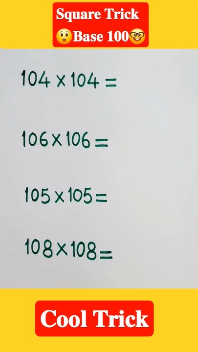 square Trick | base 100 Trick | viral Trick | #mathstricks #ytshorts 🔥🔥. - YouTube
