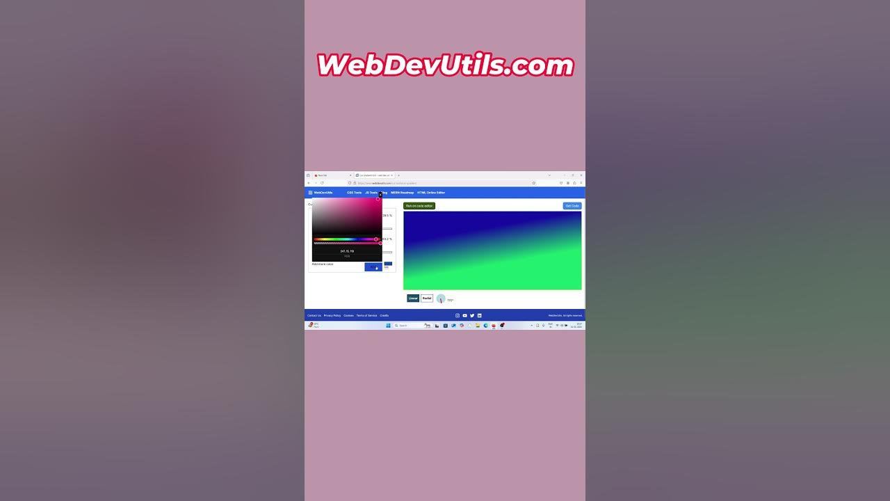 Web dev utils gradient tool for background colour #coding #learnhtml5andcss3 - YouTube