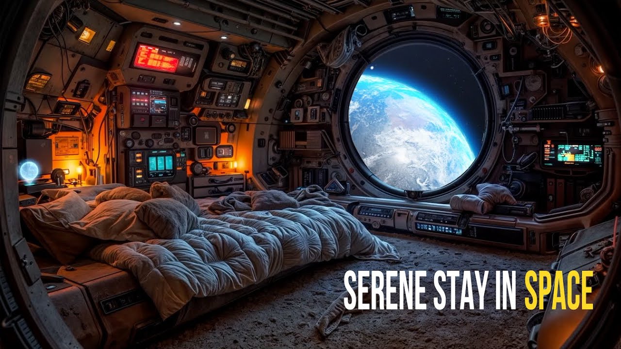 Serene Stay in Space: Gazing at Earth from a Cozy Hotel Room ...