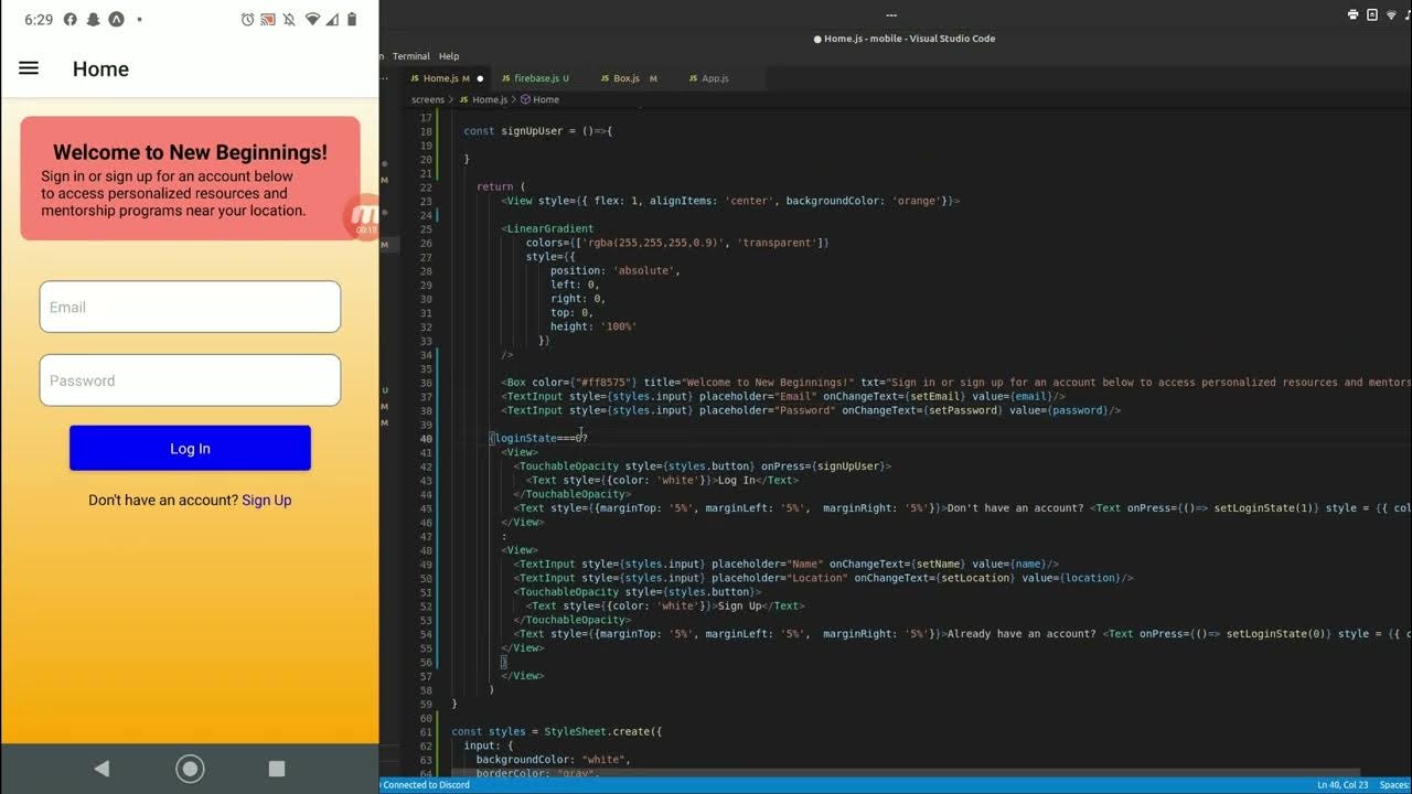 Firebase Login/Signup (React Native) - YouTube